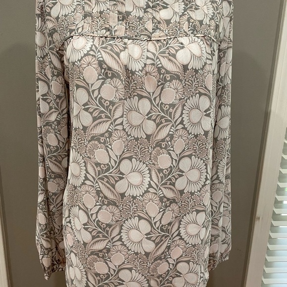 LOFT | Tops | Nwt Loft Pink Gray Sheath Top With Bishop Sleeves | Poshmark